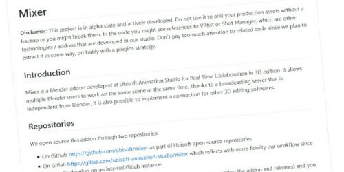 Ubisoft releases free Blender collaboration tool Mixer 1.0 | CG Channel